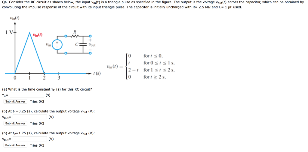 Solved Q4. Consider the RC circuit as shown below, the input | Chegg.com