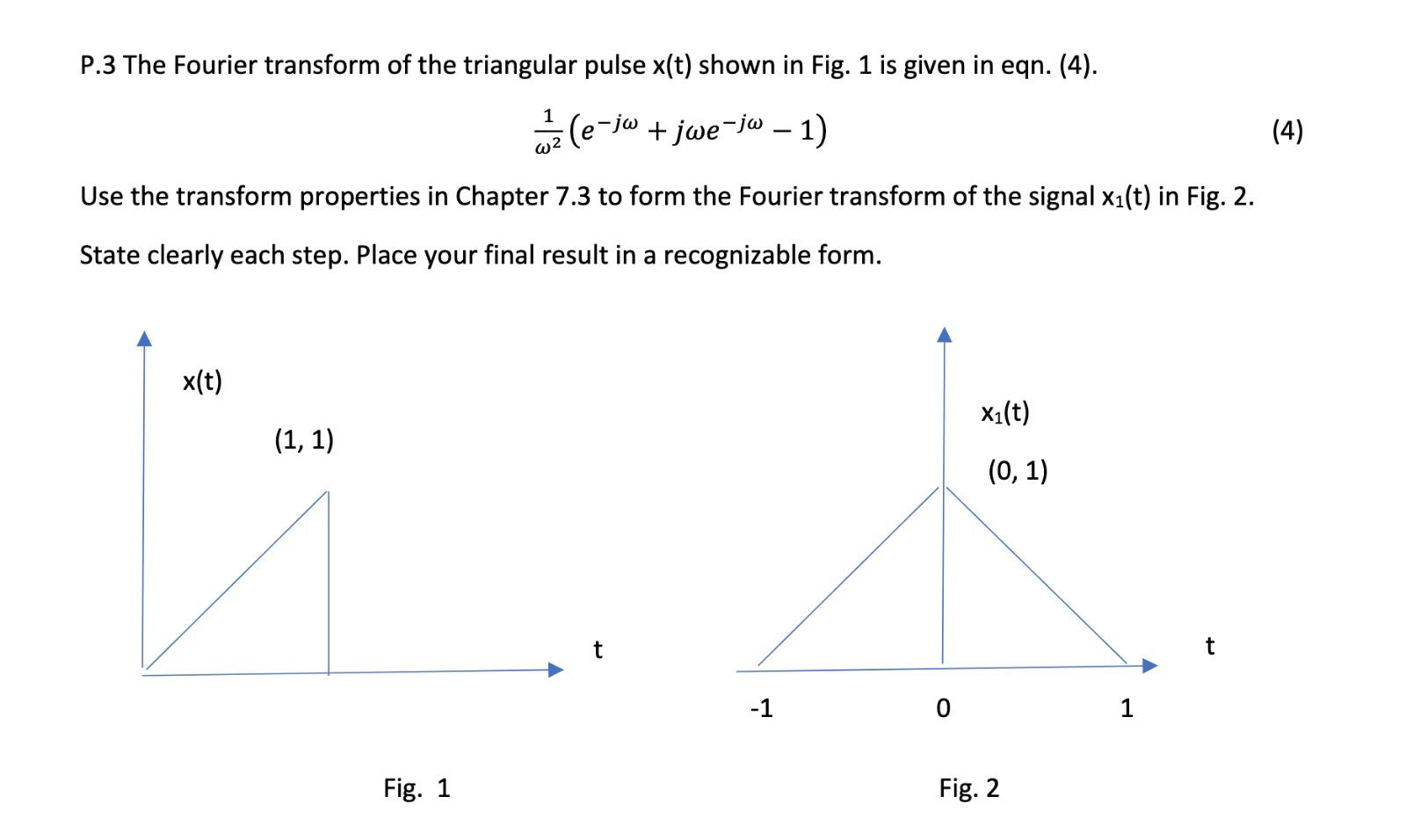 Solved P.3 The Fourier transform of the triangular pulse | Chegg.com