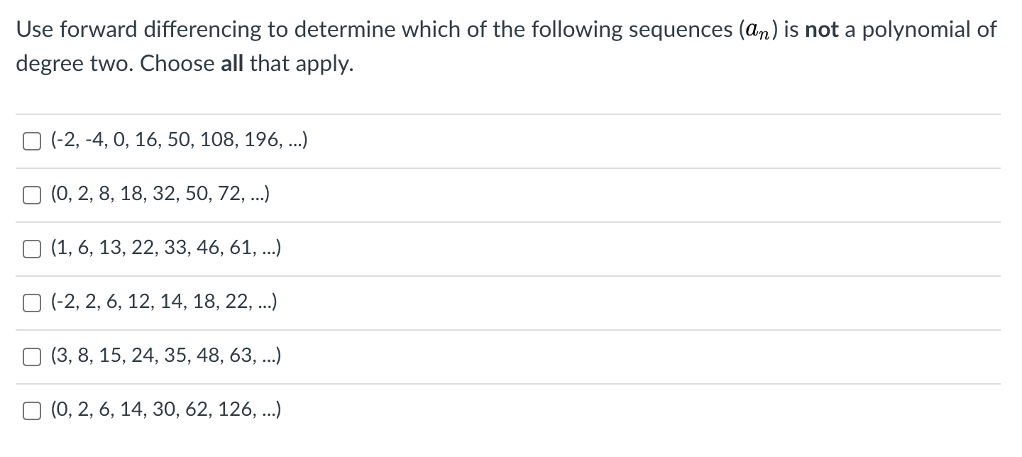 Solved Use forward differencing to determine which of the | Chegg.com