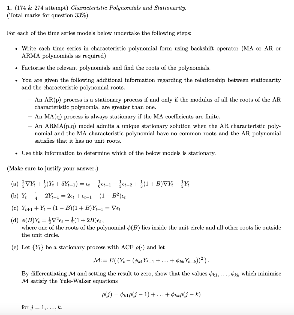 Solved 1. (174 \& 274 attempt) Characteristic Polynomials | Chegg.com