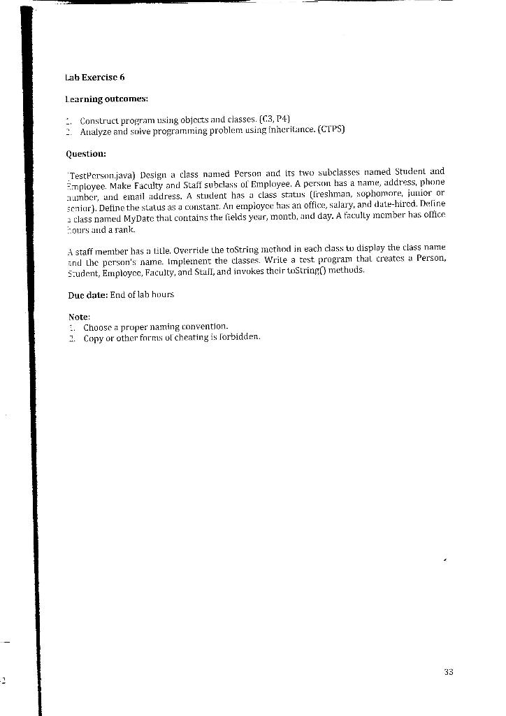 Solved Lab Exercisc 6 l.earning outcomes: - Construct | Chegg.com