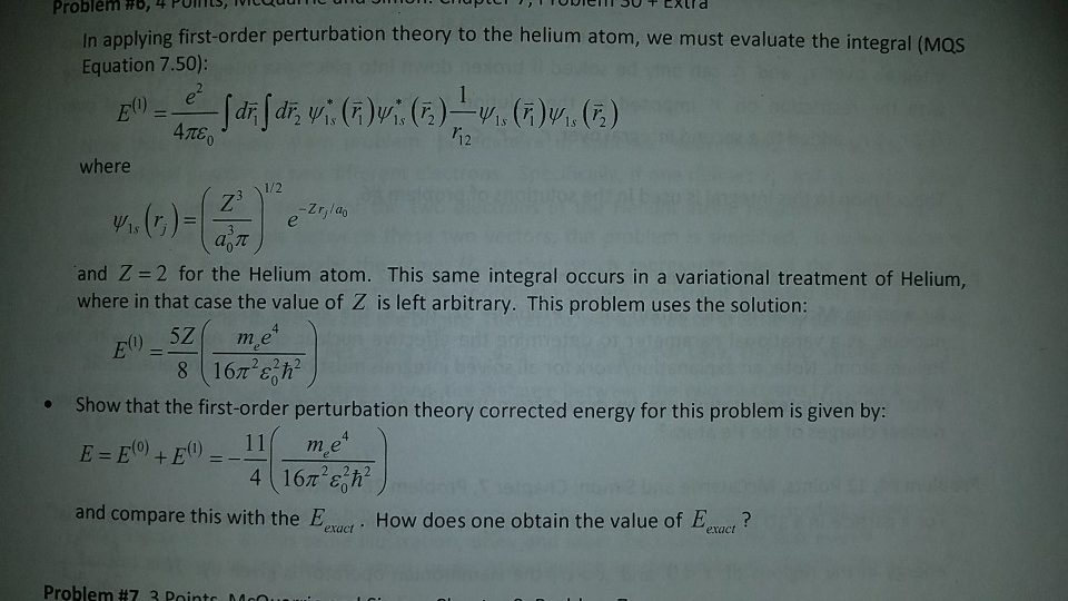 Solved In applying first-order perturbation theory to the | Chegg.com