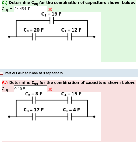 Solved C.) Determine Ceq for the combination of capacitors | Chegg.com