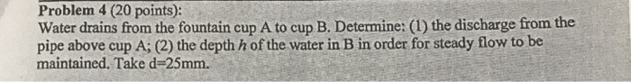 Problem 4 (20 points): Water drains from the fountain | Chegg.com