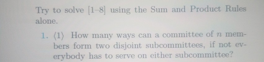 Solved Try to solve [1–8] using the Sum and Product Rules | Chegg.com