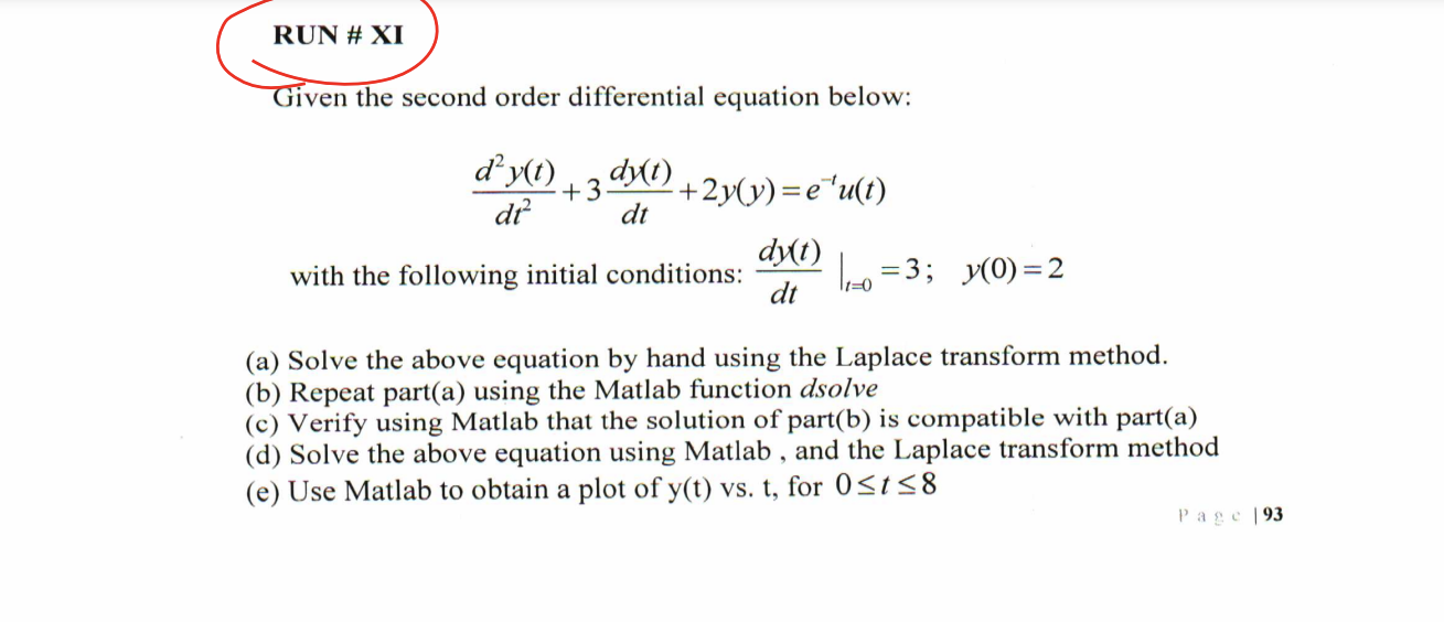 Solved Solve the second order differential equation given | Chegg.com