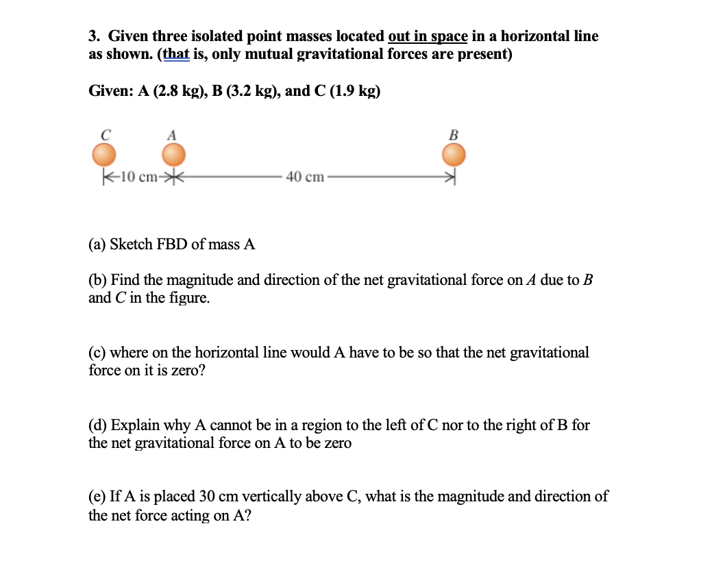 Solved 3. Given three isolated point masses located out in | Chegg.com