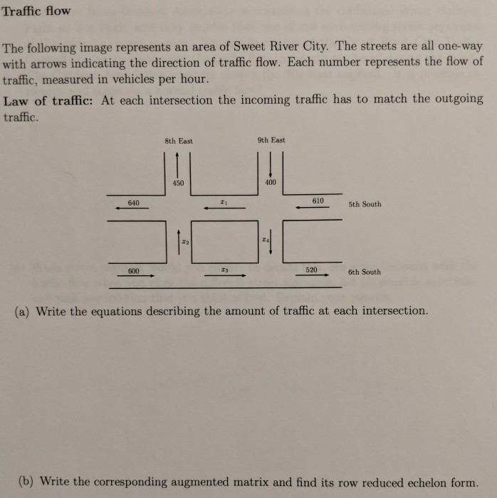 Solved Traffic flow The following image represents an area | Chegg.com