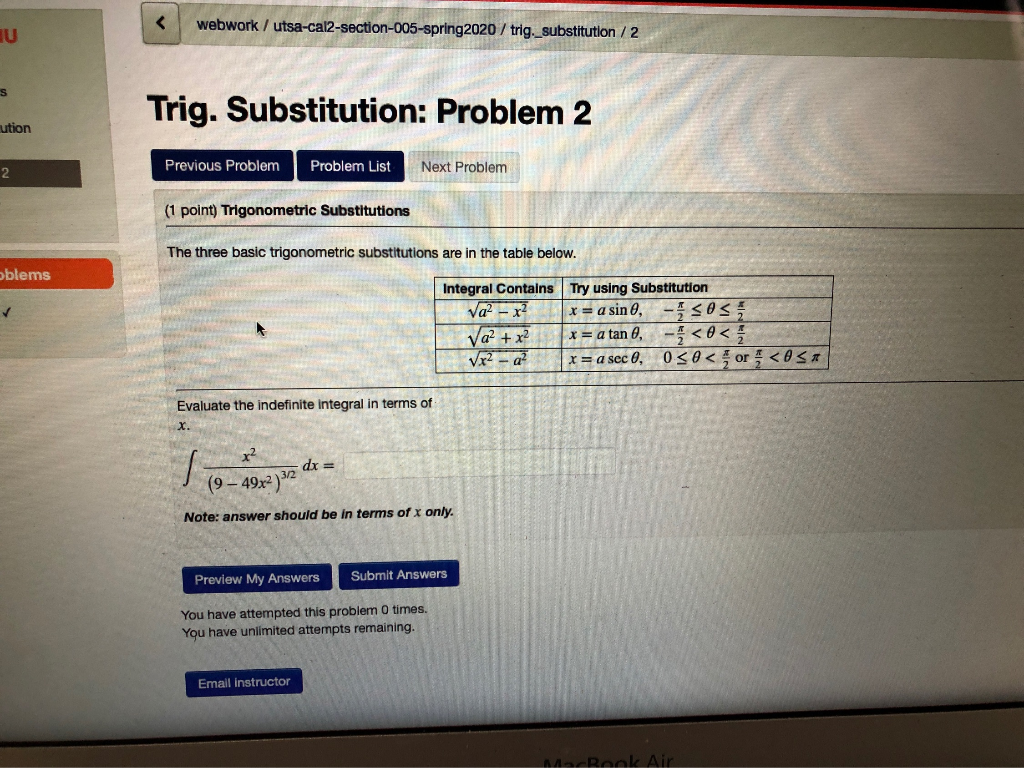 Solved webwork /utsa-cal2-section-005-spring2020 / trig. | Chegg.com