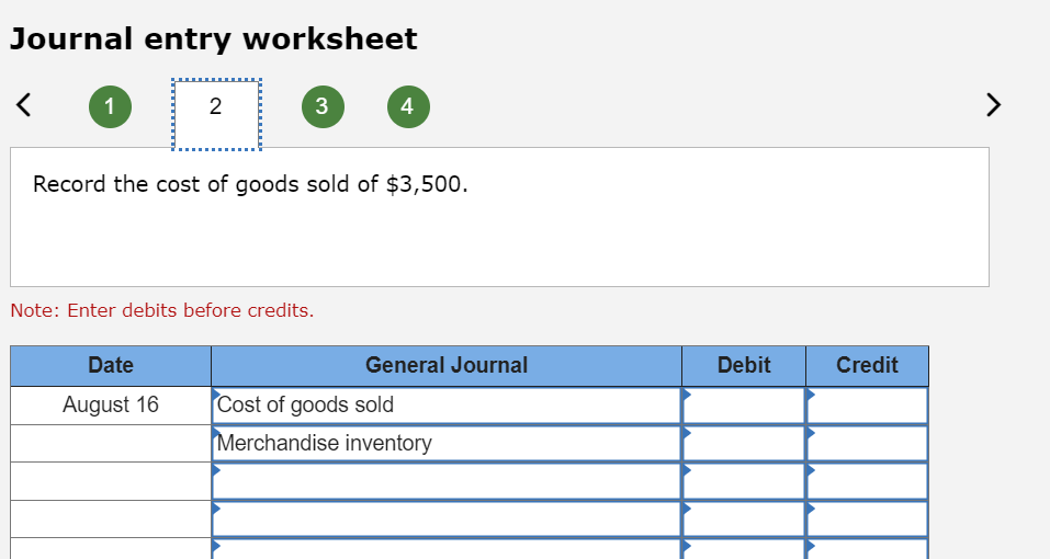 Solved Journal entry worksheet Record the cost of goods sold | Chegg.com