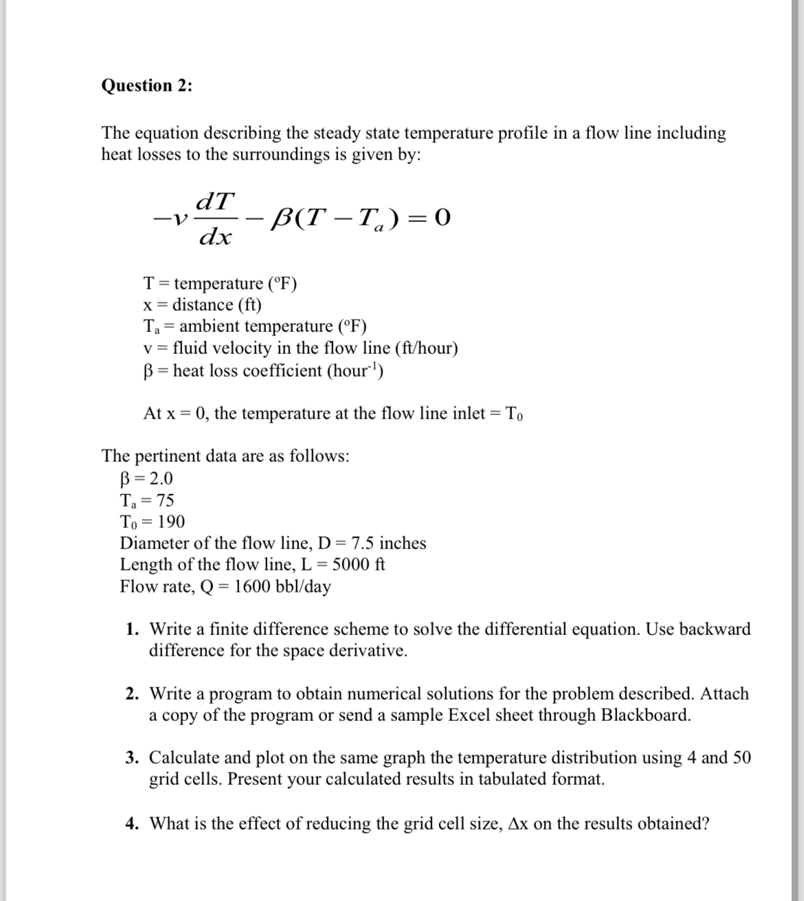 Solved Question 2: The equation describing the steady state | Chegg.com