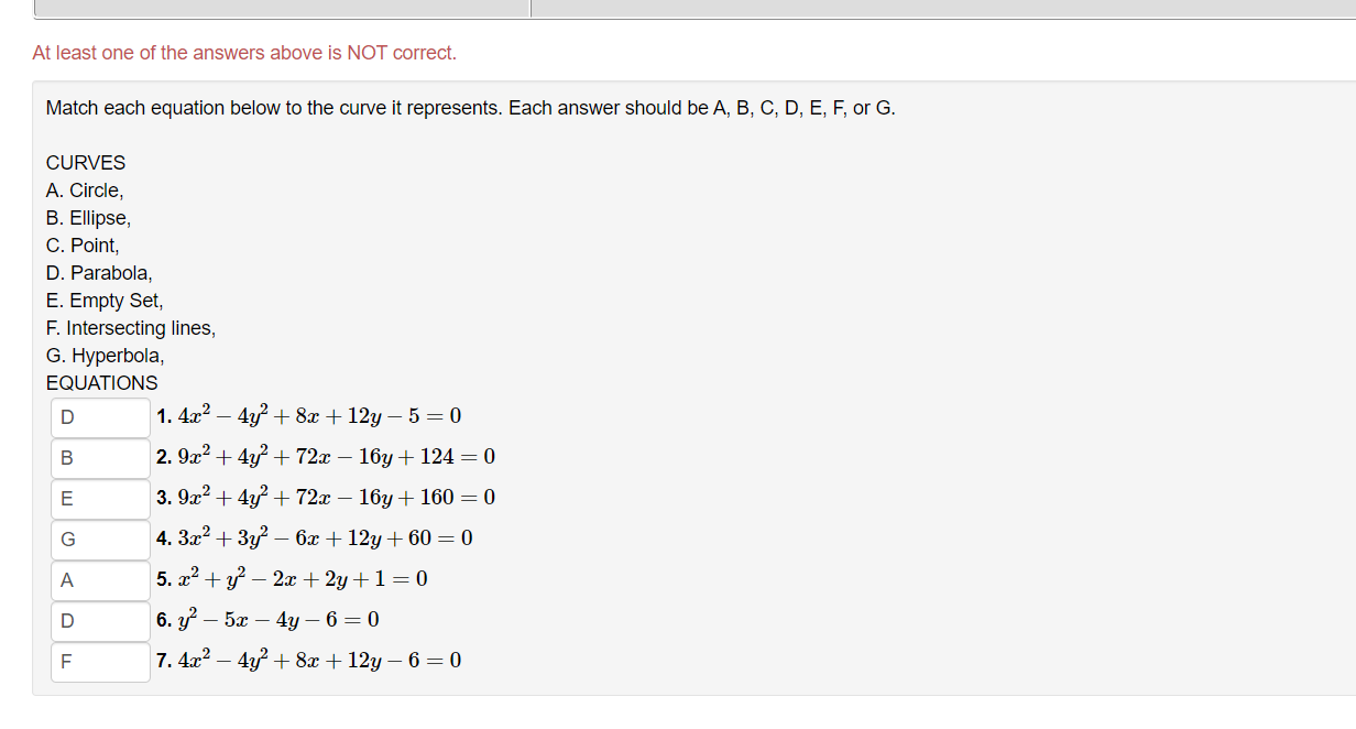 Solved At least one of the answers above is NOT correct. | Chegg.com