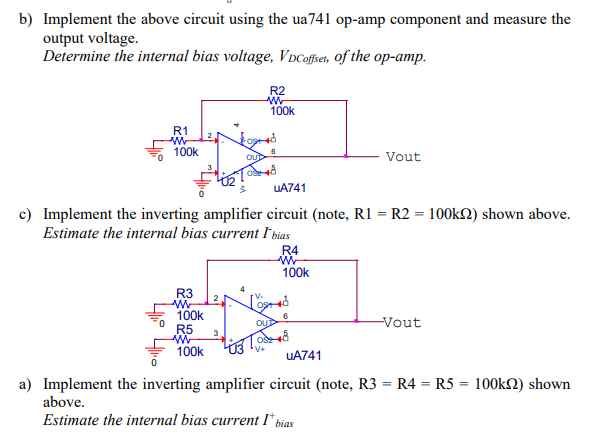 b) Implement the above circuit using the ua741 op-amp | Chegg.com