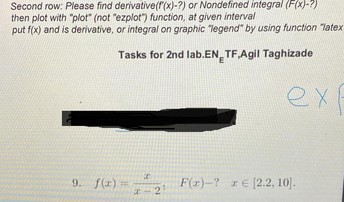 Solved Second row: Please find derivative(f'(x)-?) or | Chegg.com