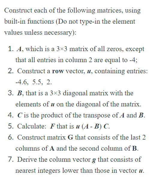 Solved NEED ASAP PLZ USE MATLABConstruct each of the | Chegg.com