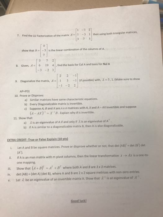 Solved Find the 3 1 then using both triangular matrices, Lu | Chegg.com