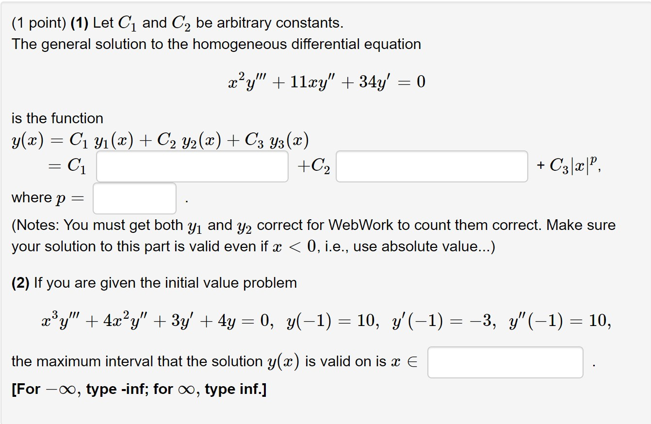 Solved Let C1 and C2 be arbitrary constants. The general | Chegg.com