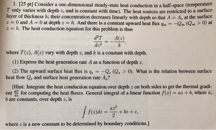 Consider a one dimensional steady state heat | Chegg.com