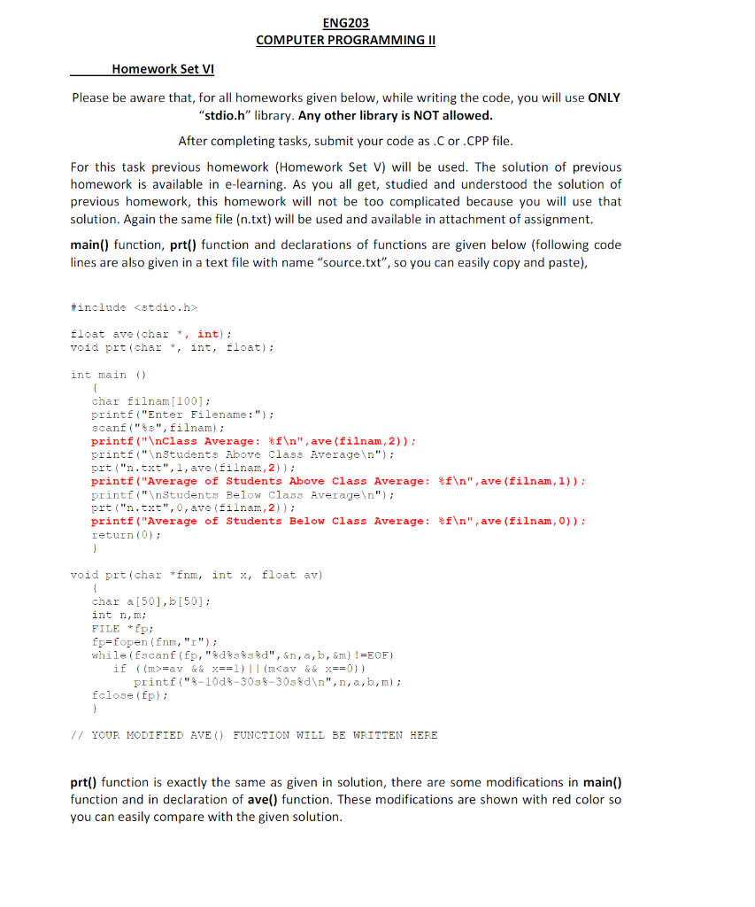 Solved ENG203 COMPUTER PROGRAMMING II Homework Set VI Please | Chegg.com