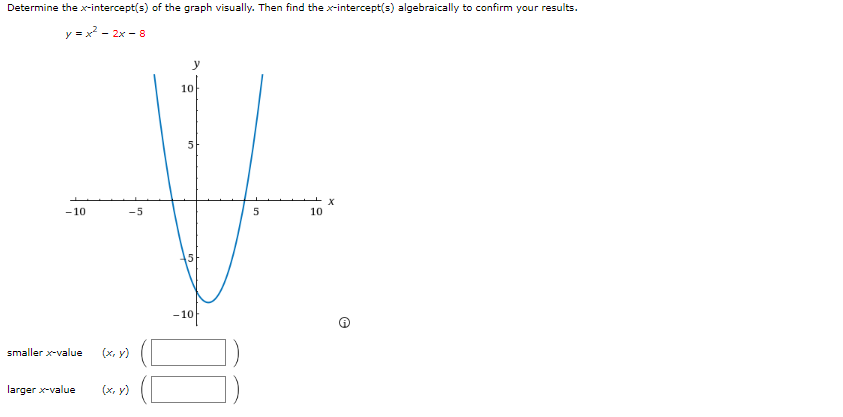 Solved y=x2−2x−8 | Chegg.com