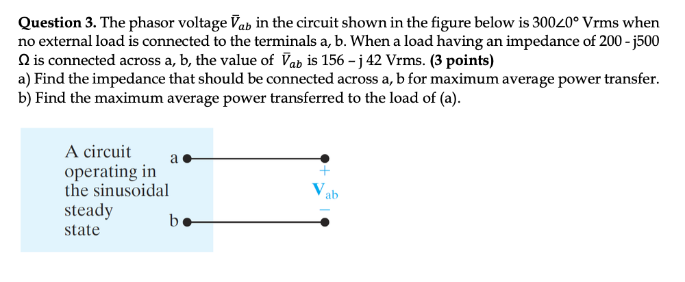 Solved The phasor voltage Vab in the circuit shown in | Chegg.com