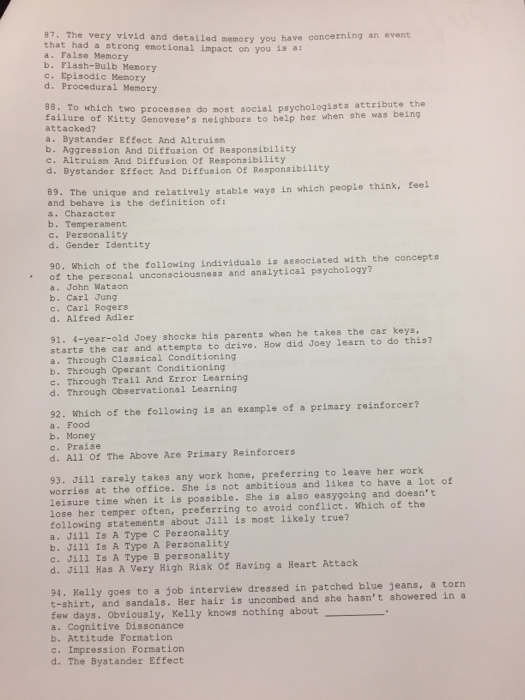 Solved The very vivid and detailed memory you have | Chegg.com