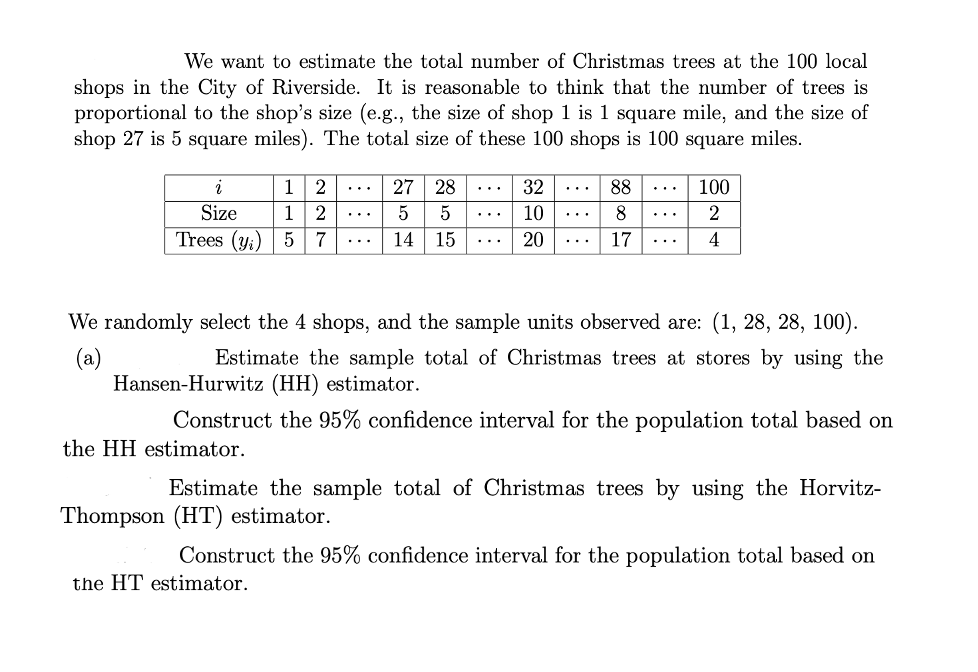 Solved We want to estimate the total number of Christmas | Chegg.com