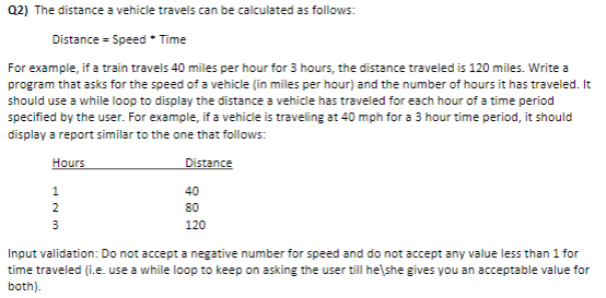 Solved Q2) The distance a vehicle travels can be calculated | Chegg.com