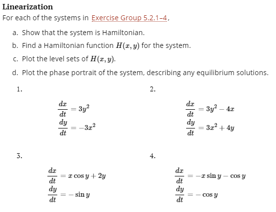 Solved Linearization For each of the systems in Exercise | Chegg.com