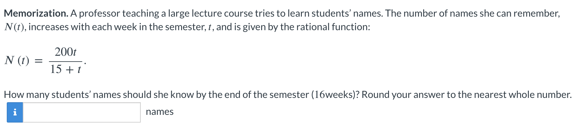 Solved Memorization. A professor teaching a large lecture | Chegg.com