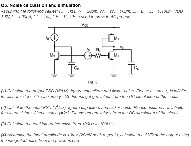 Solved Q5. Noise calculation and simulation Assuming the | Chegg.com
