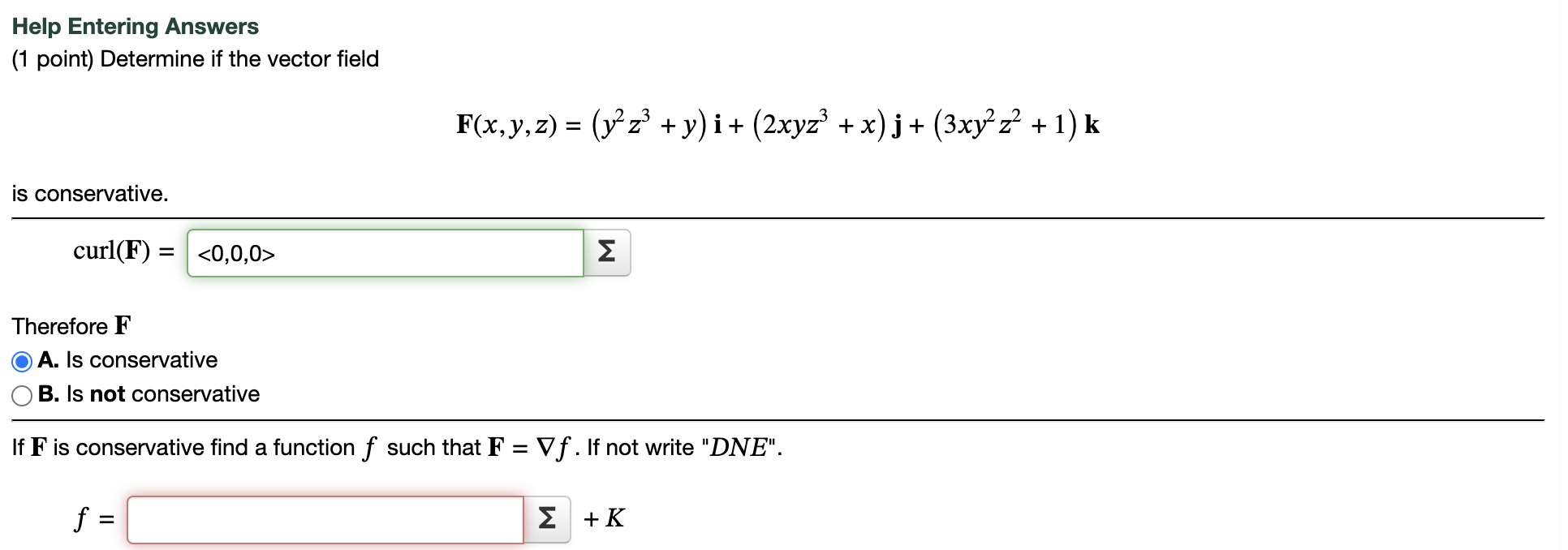 Solved Help Entering Answers (1 point) Determine if the | Chegg.com