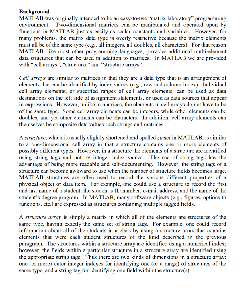 Background MATLAB was originally intended to be an | Chegg.com