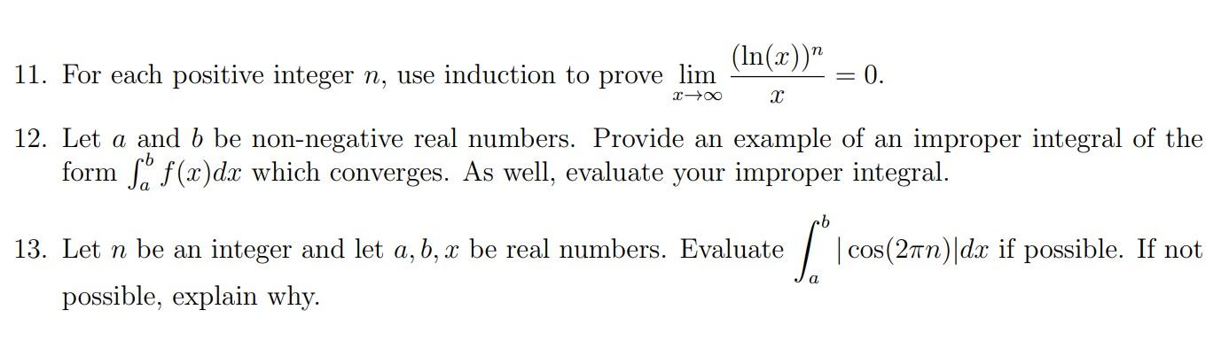Solved (ln(x))" 11. For each positive integer n, use | Chegg.com