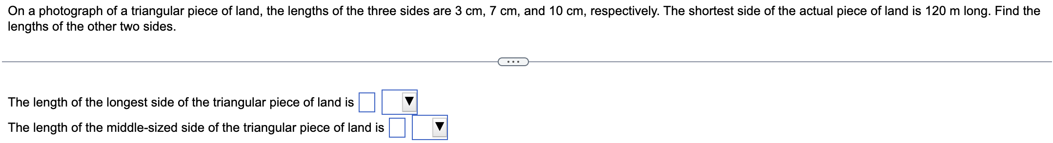 Solved On a photograph of a triangular piece of land, the | Chegg.com