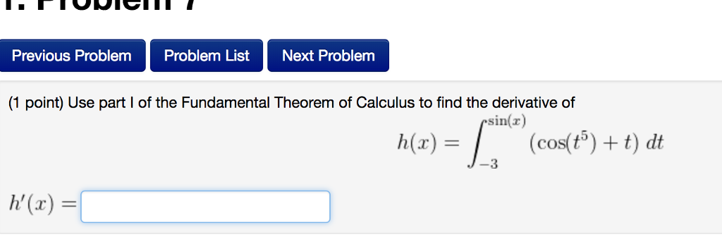 Solved Previous Problem Problem List Next Problem (1 point) | Chegg.com