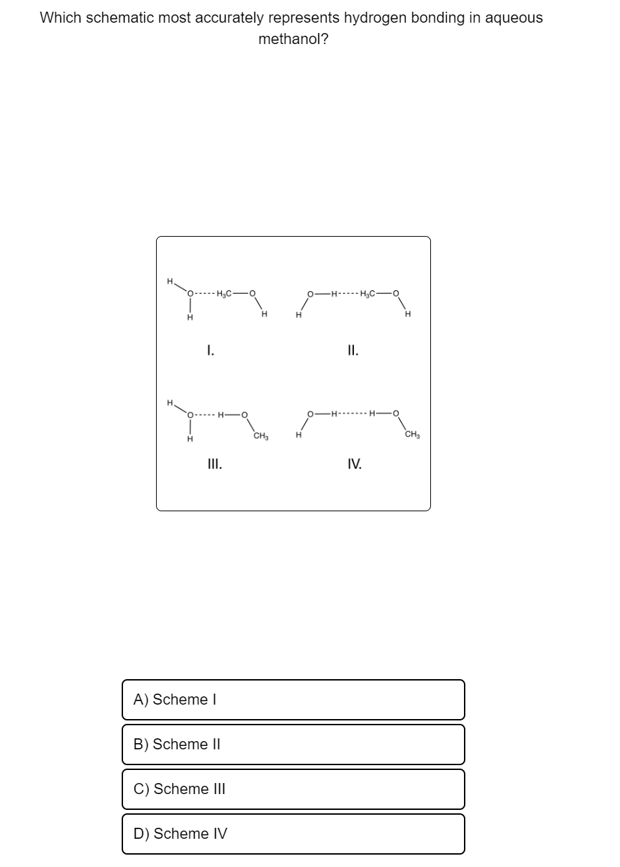 Solved Which schematic most accurately represents hydrogen | Chegg.com