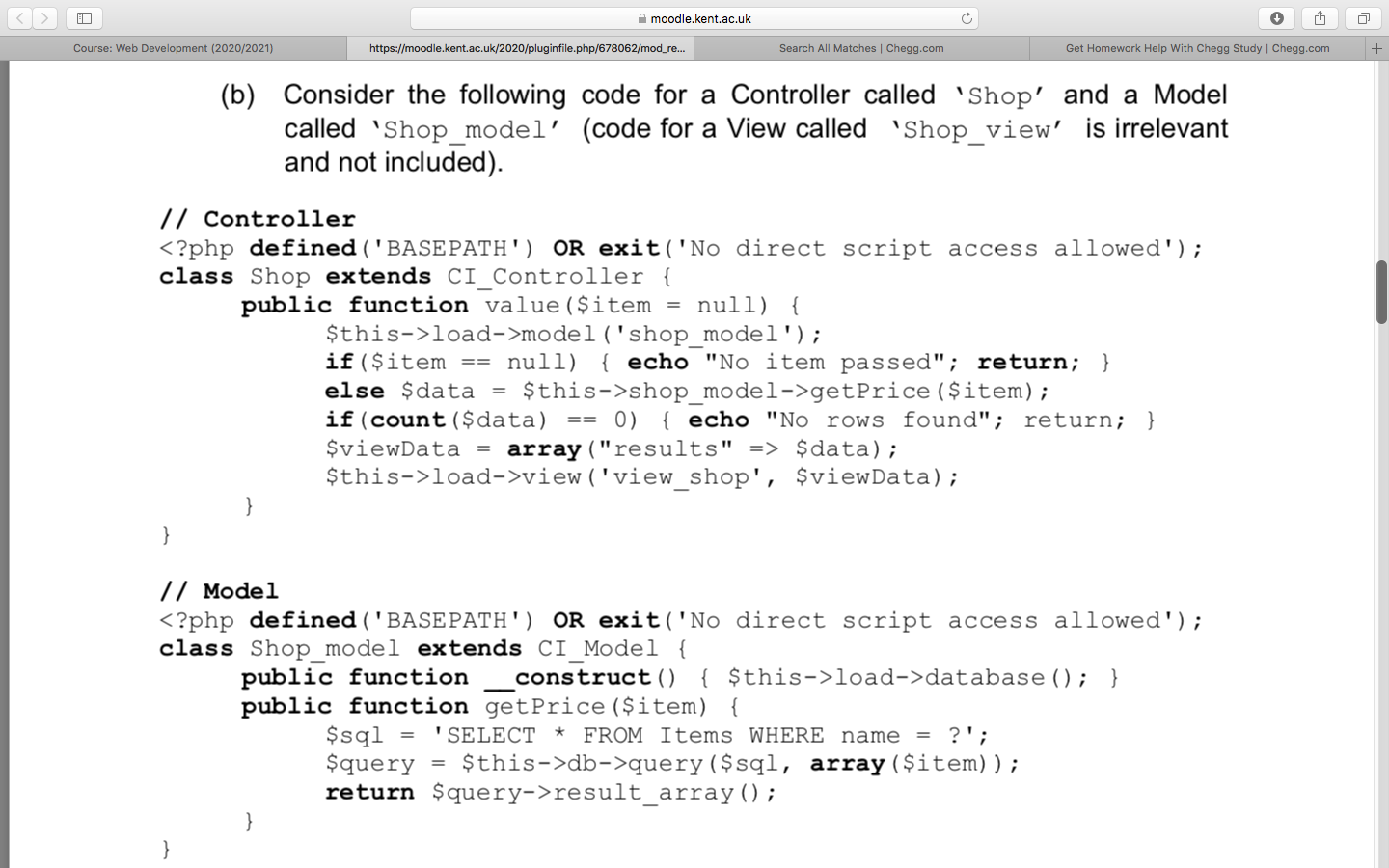 Solved moodle.kent.ac.uk Course: Web Development (2020/2021) | Chegg.com