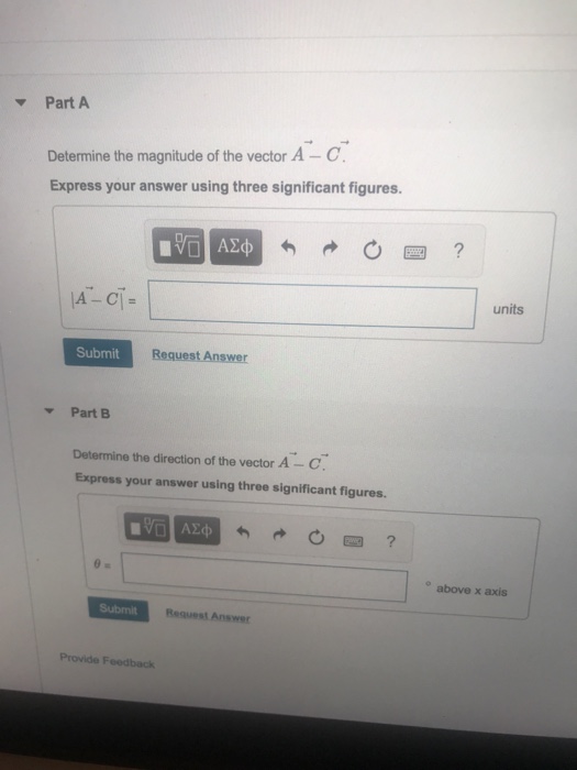 Solved Constants Determine the vector A- C, given the | Chegg.com