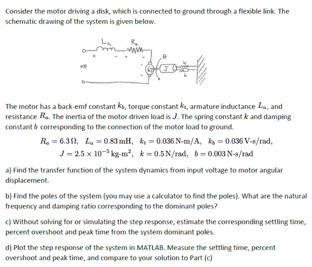 Solved Consider the motor driving a disk, which is connected | Chegg.com