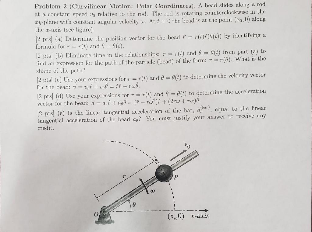 Problem 2 (Curvilinear Motion: Polar Coordinates). A | Chegg.com