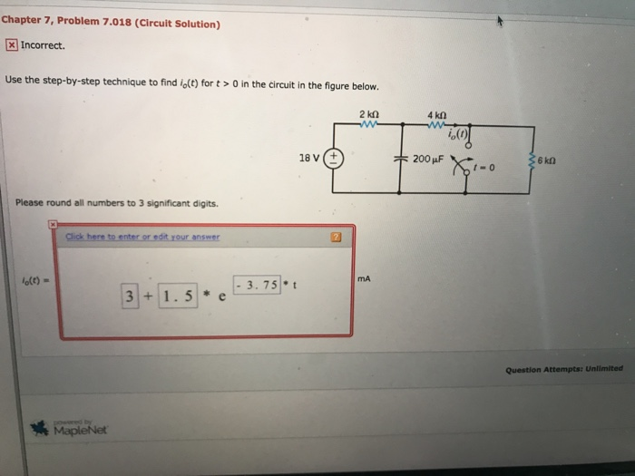 Solved Chapter 7, Problem 7.007 x Incorrect. Use the | Chegg.com