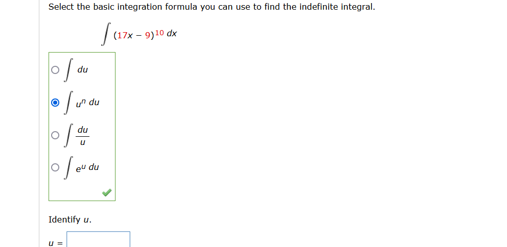 Solved Select the basic integration formula you can use to | Chegg.com