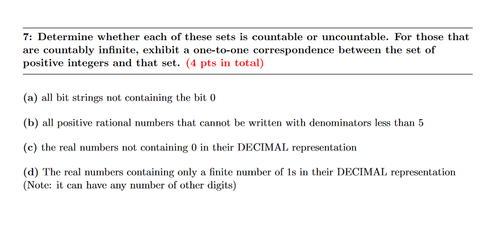 Solved 7: Determine whether each of these sets is countable | Chegg.com