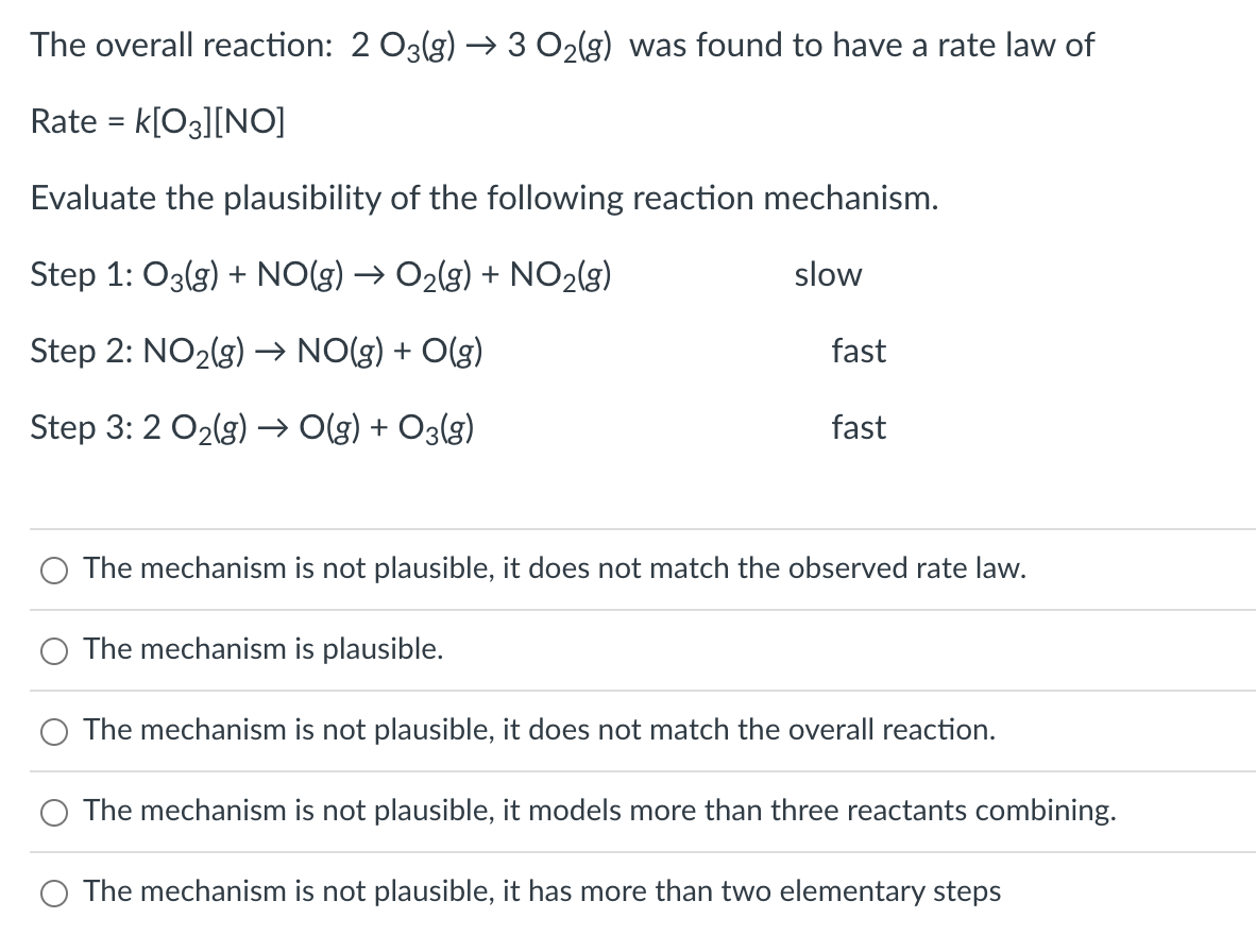 Solved The overall reaction: 2O3( g)→3O2( g) was found to | Chegg.com
