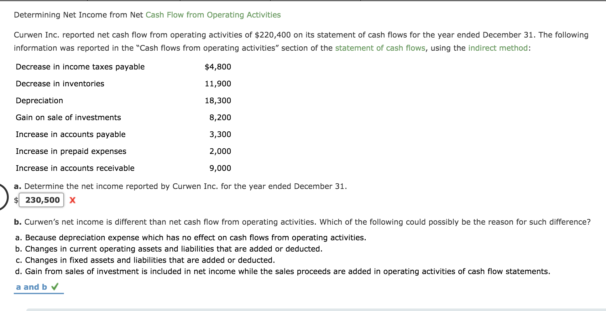 Solved Determining Net Income from Net Cash Flow from | Chegg.com