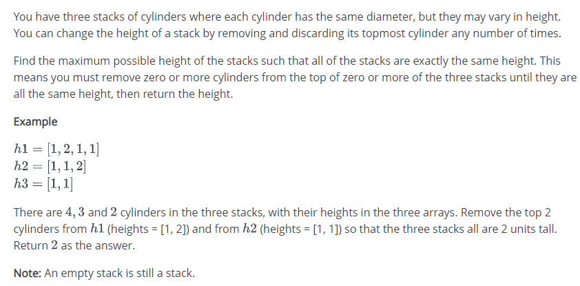 Solved You have three stacks of cylinders where each | Chegg.com