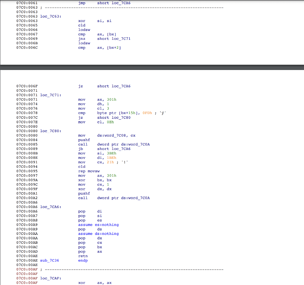 pushf ニニニニニニニニニ%3D 07C0:00001 0700:0003 word_7003 dw | Chegg.com