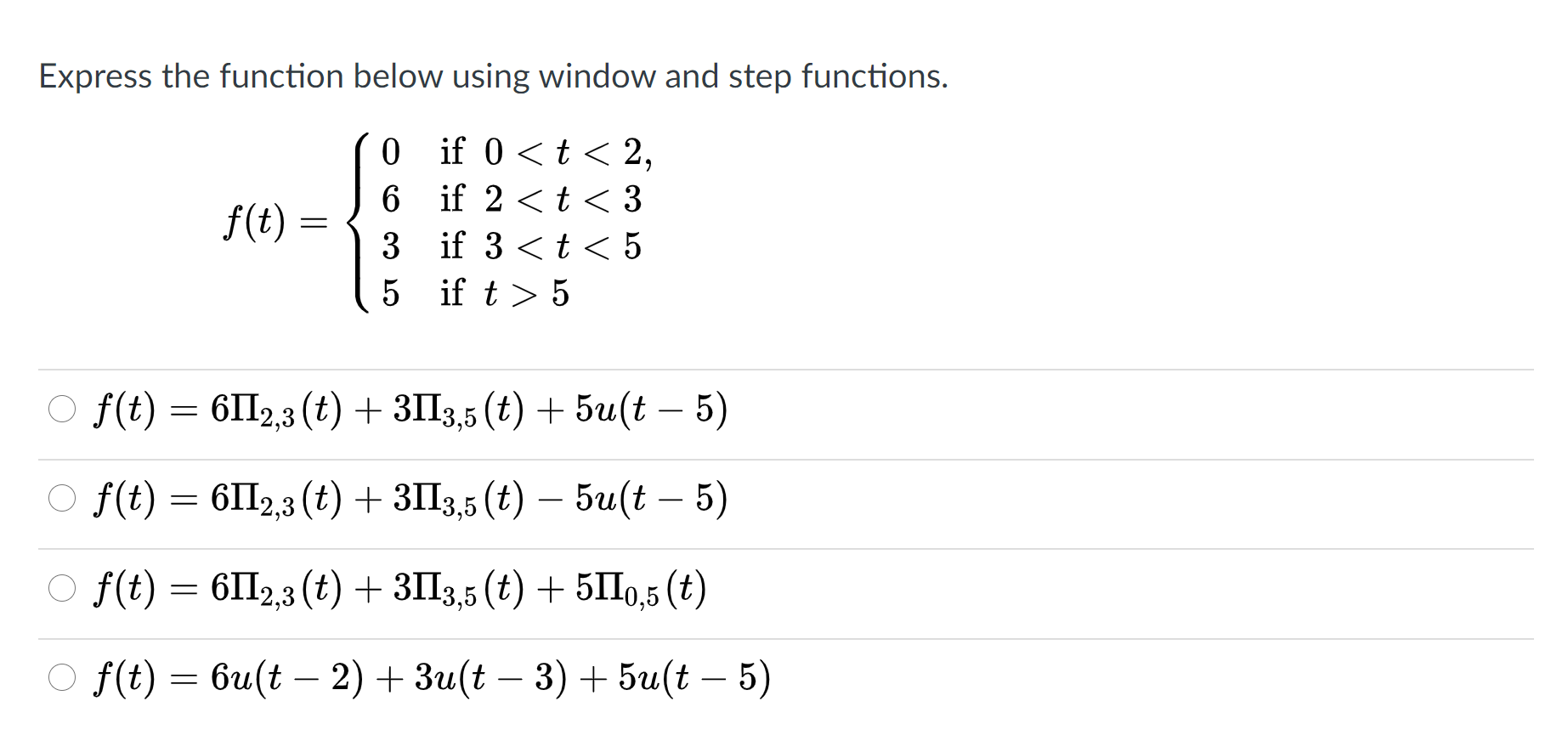 Solved Express the function below using window and step | Chegg.com