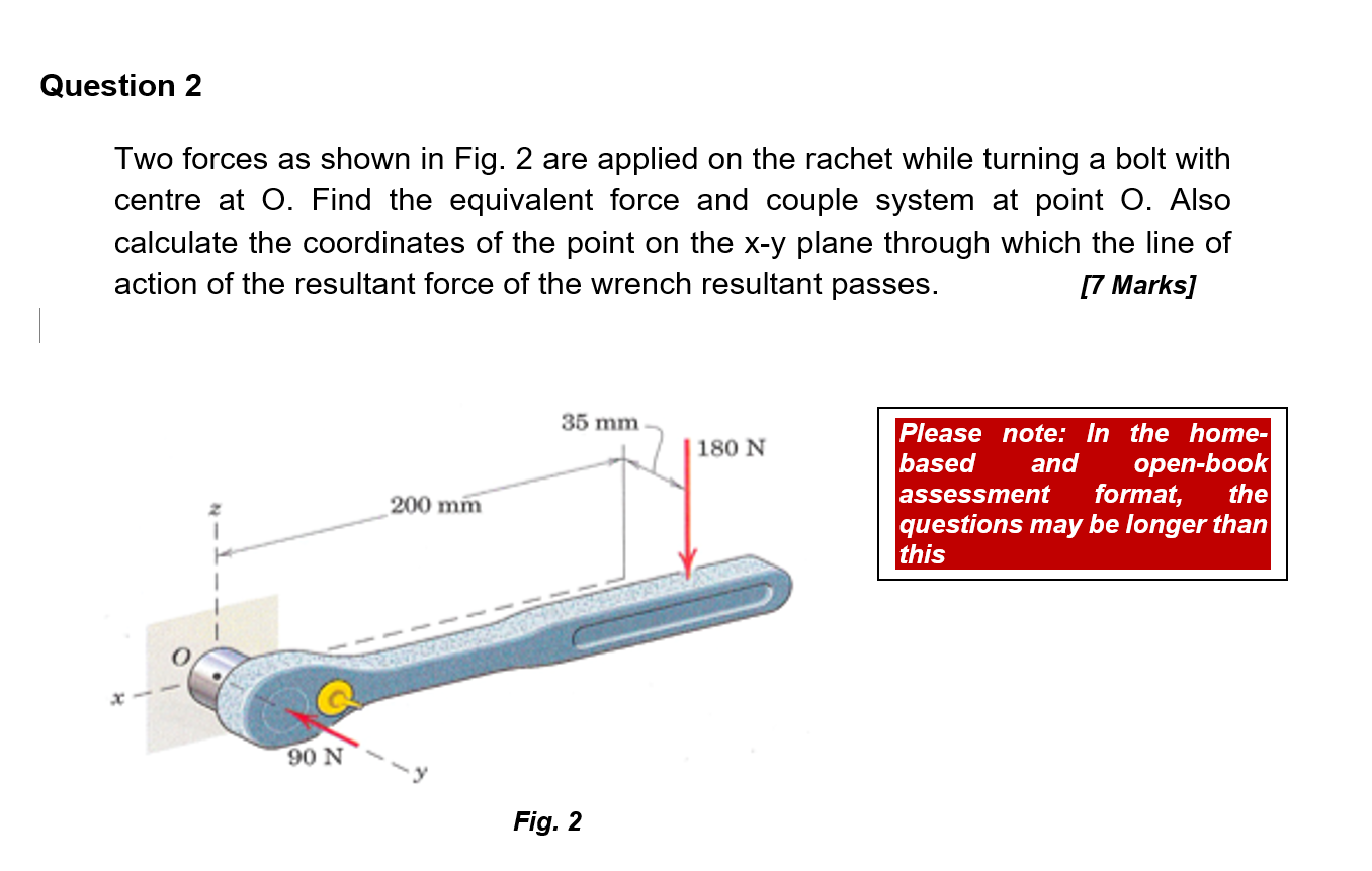 Solved Question 2 Two forces as shown in Fig. 2 are applied | Chegg.com